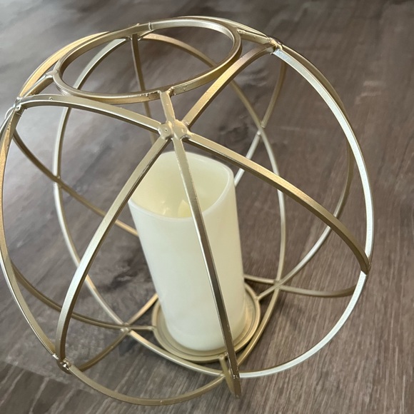 Accents | Decorative Sphere Gold With Battery Operated Flicker Candle ...